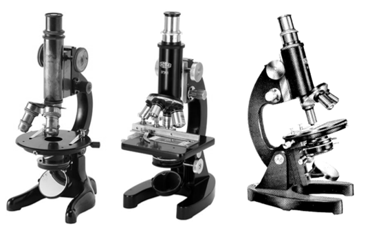 Several microscopes on a white backgroundDescription automatically ...